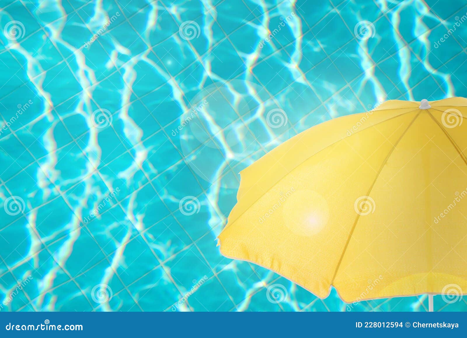 Open Beach Umbrella and Swimming Pool. Summer Vacation Stock Photo ...