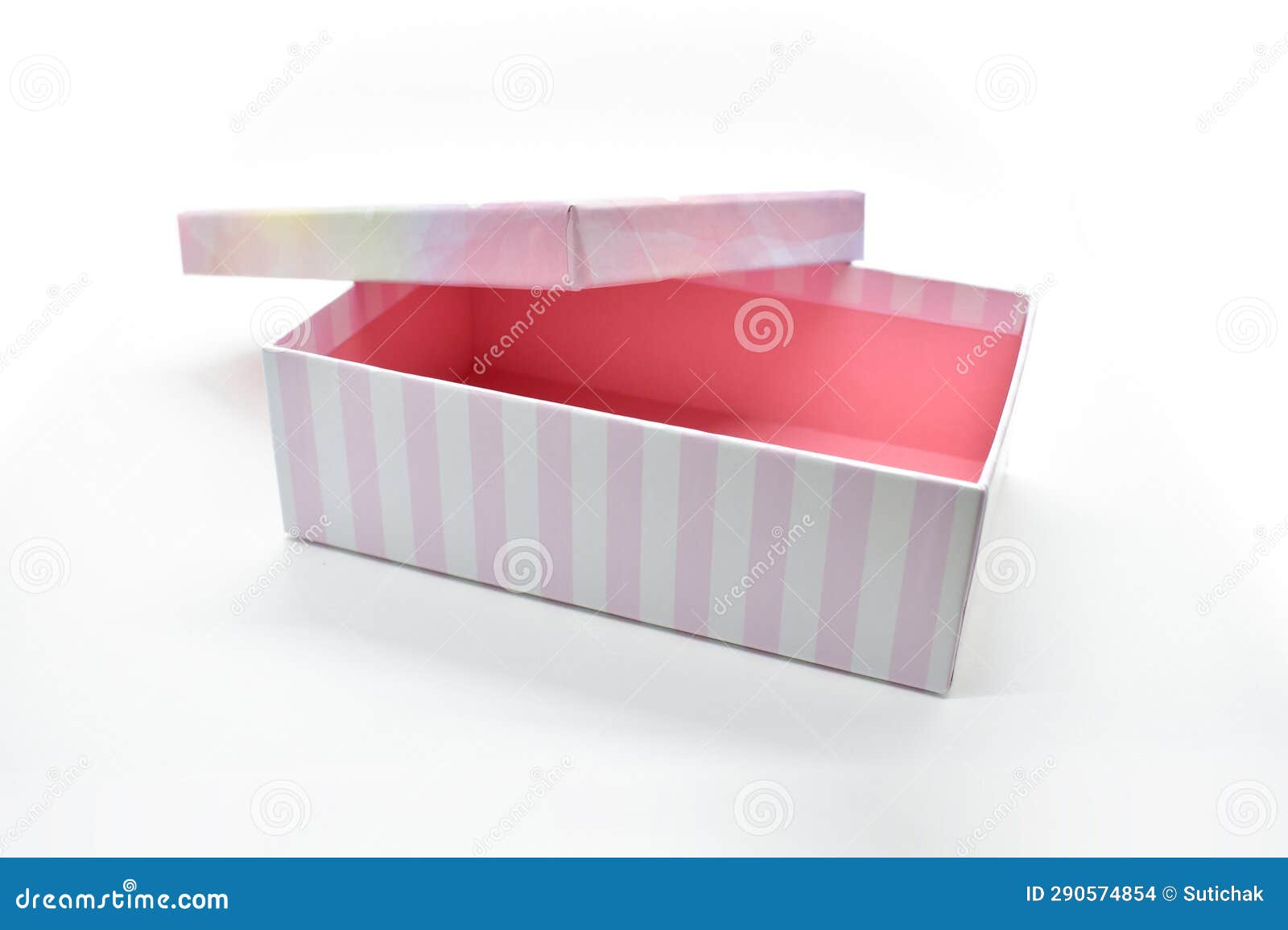 Open Beautiful Pink Box on White Background, Package for Design Stock ...