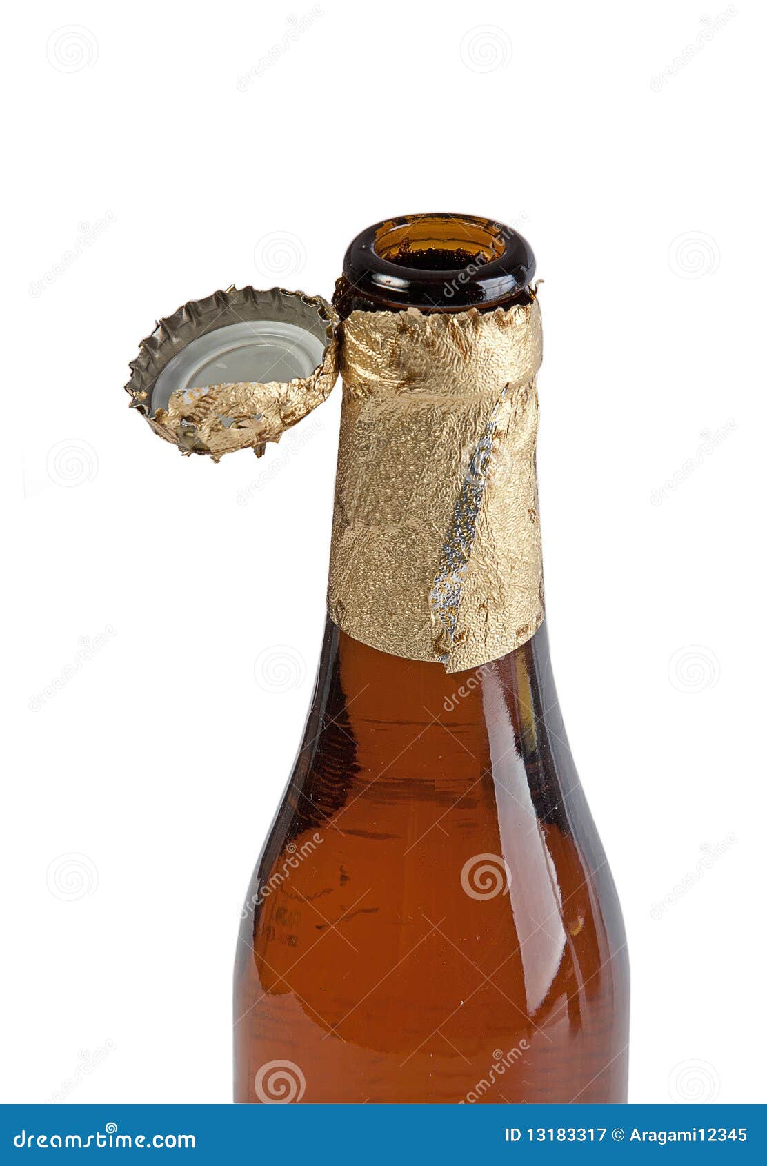 Open Beer Bottle with Cover Stock Image - Image of packaging, silver ...