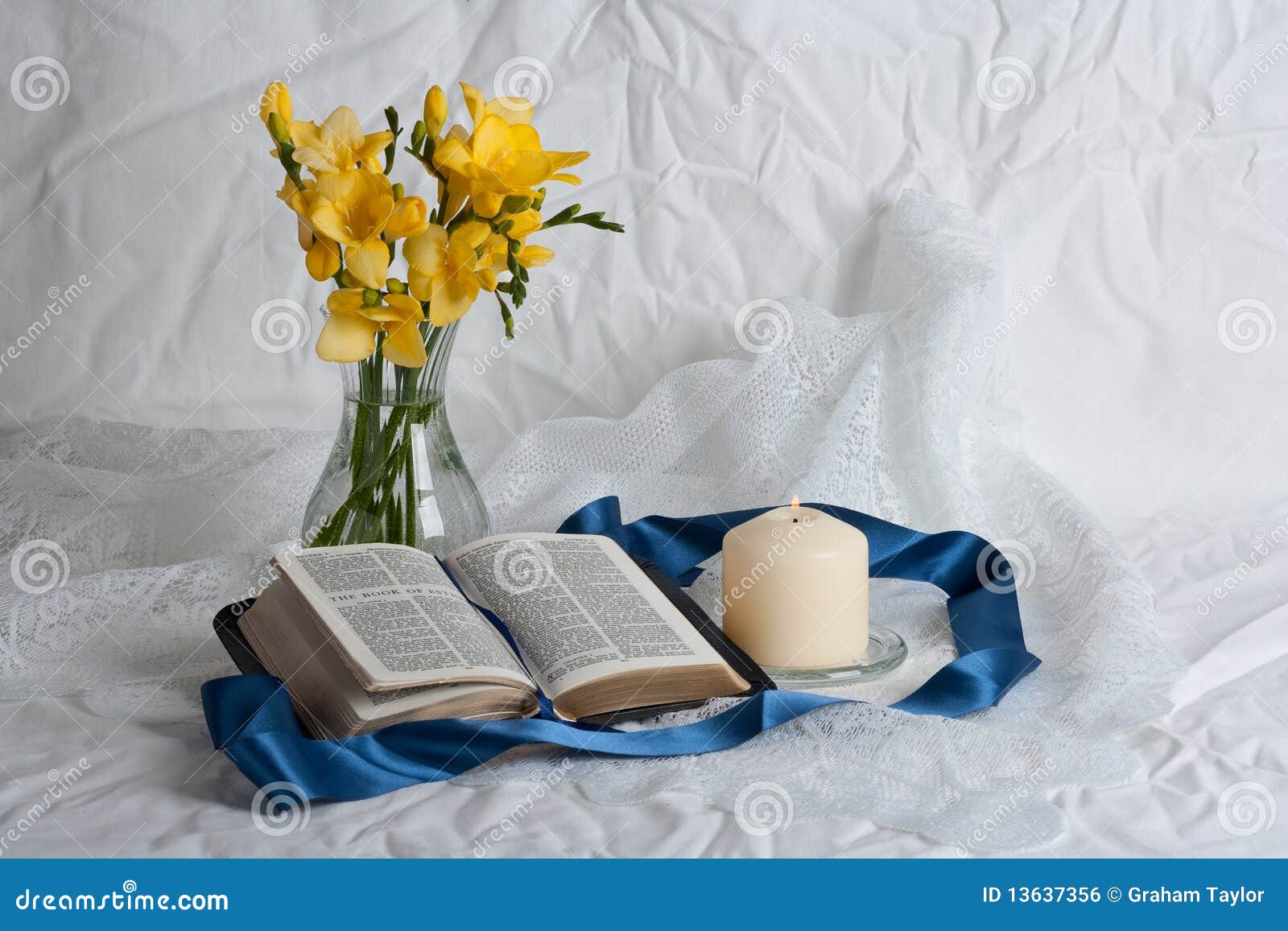 Open Bible and flowers stock photo. Image of church, cathedral - 13637356