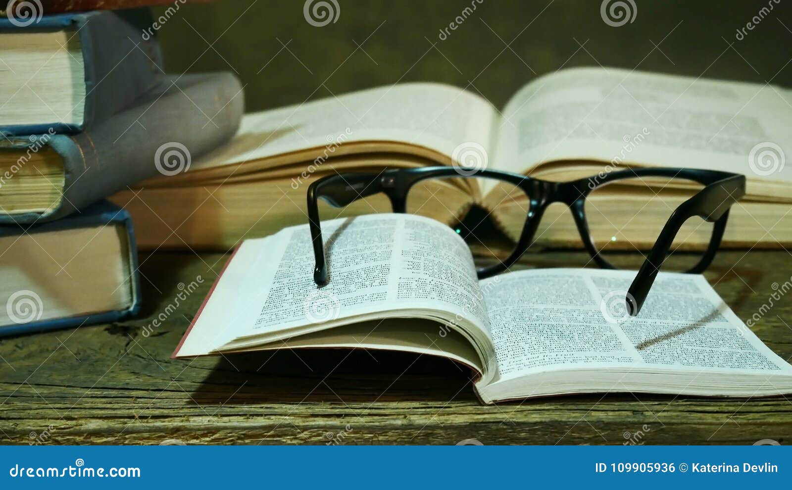 Open Bible with Glasses stock photo. Image of glasses - 109905936