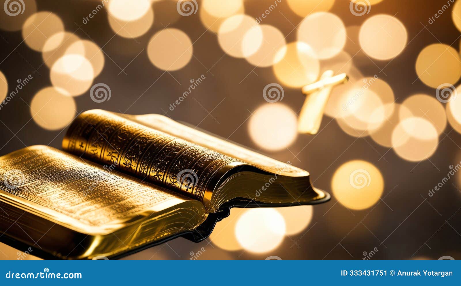Open Bible on Gold Background Stock Illustration - Illustration of ...
