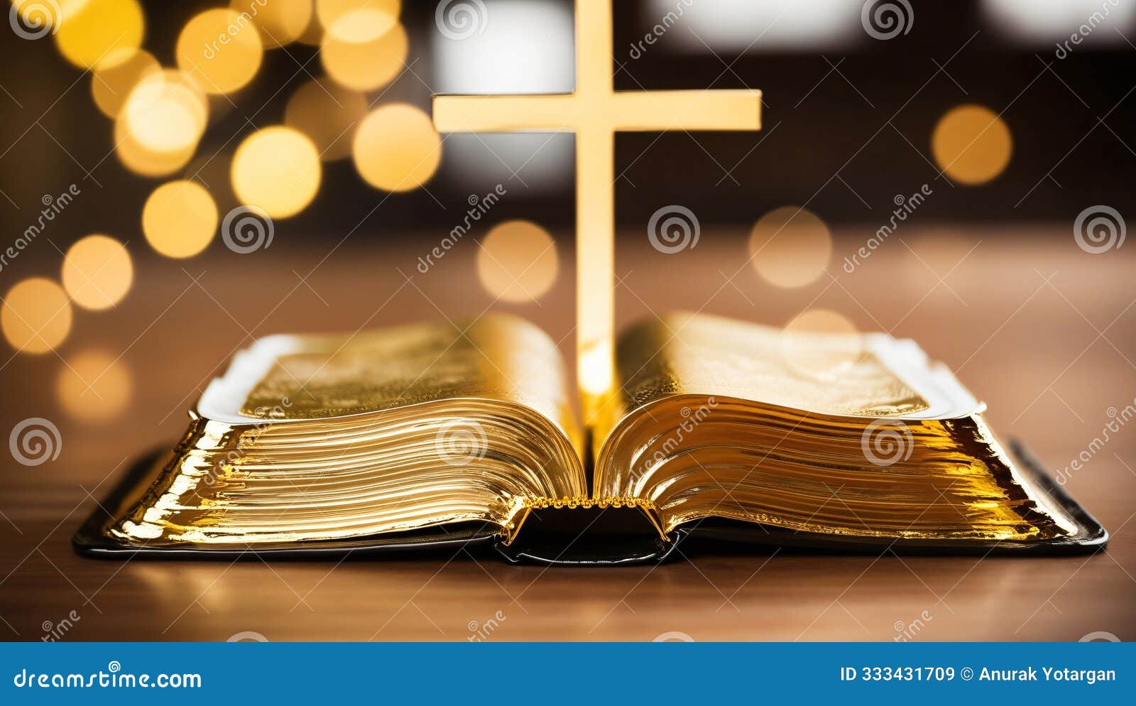 Open Bible on Gold Background Stock Illustration - Illustration of copy ...
