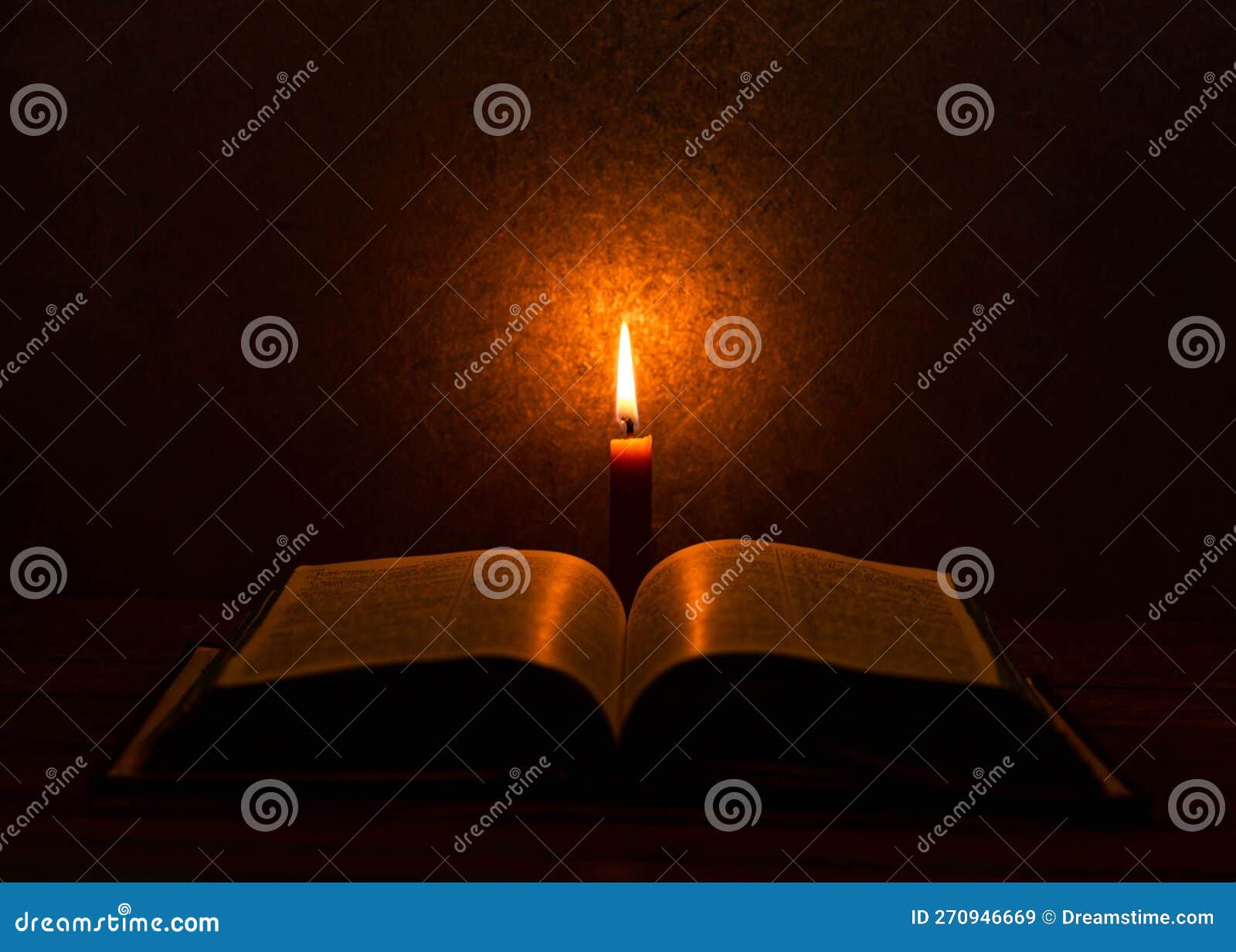 Open Bible Illuminated by a Single Candle Stock Image - Image of ...