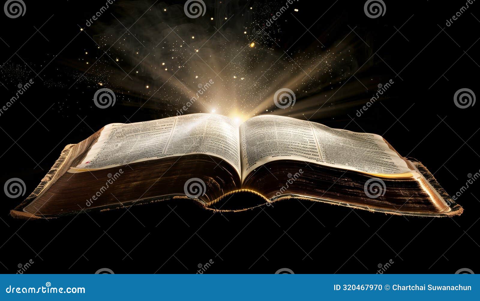 Open Bible with Light Emanating from it, Concept of Spiritual ...