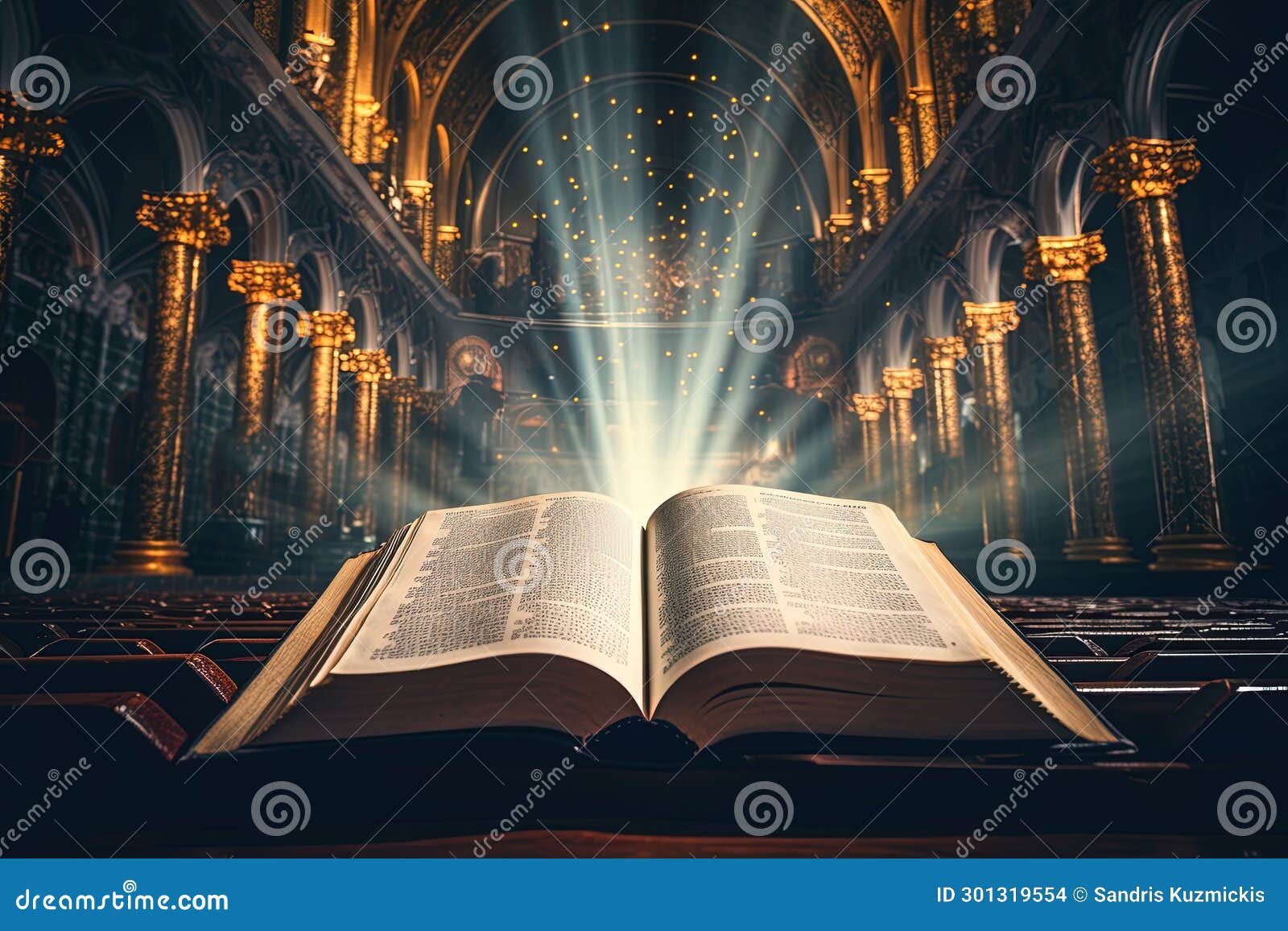 An Open Bible with Rays of Light Coming Out of it. Generative AI Stock ...