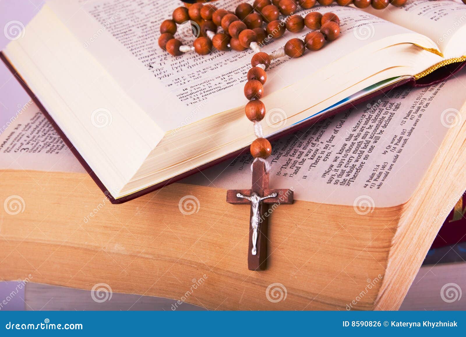 Open Bible With Rosary Picture. Image: 8590826
