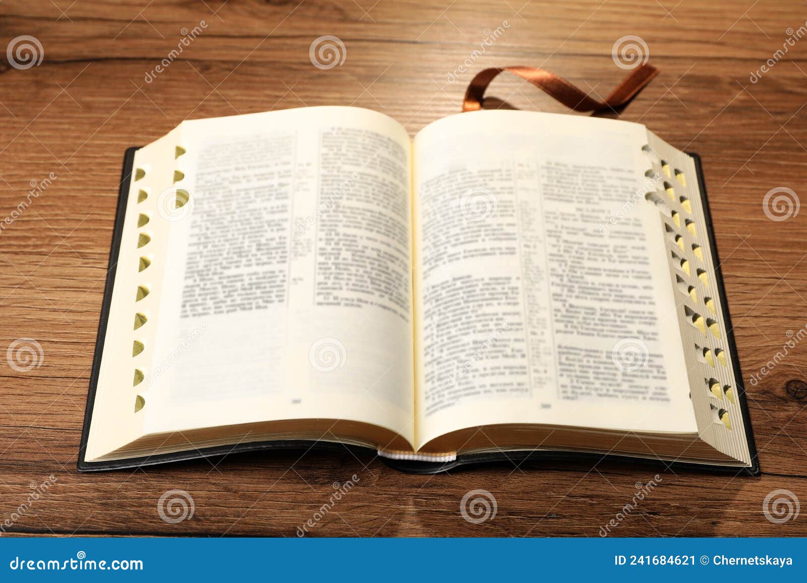 Open Bible on Wooden Table. Religious Literature Stock Image - Image of ...