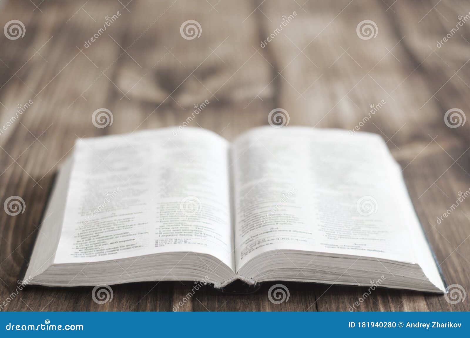 Open Bible on a Wooden Table. Holy Book Stock Photo - Image of ...