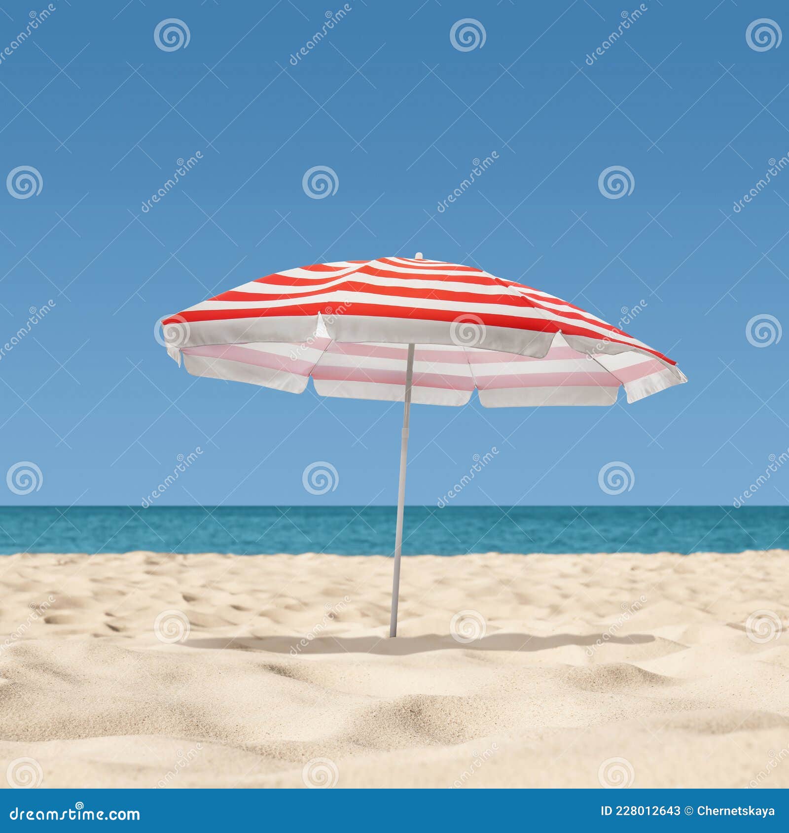 Open Big Beach Umbrella on Sandy Coast Stock Image - Image of coast ...