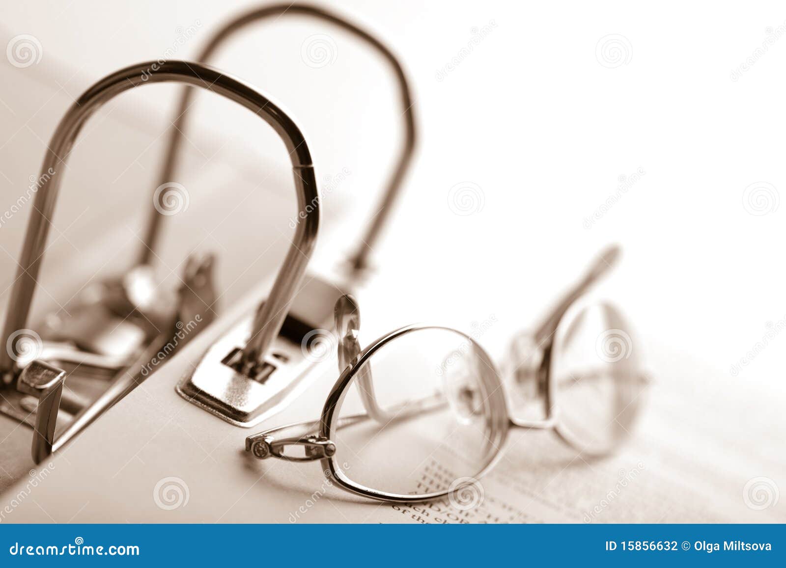 Open Binder and Glasses Over Document Stock Photo - Image of binder ...
