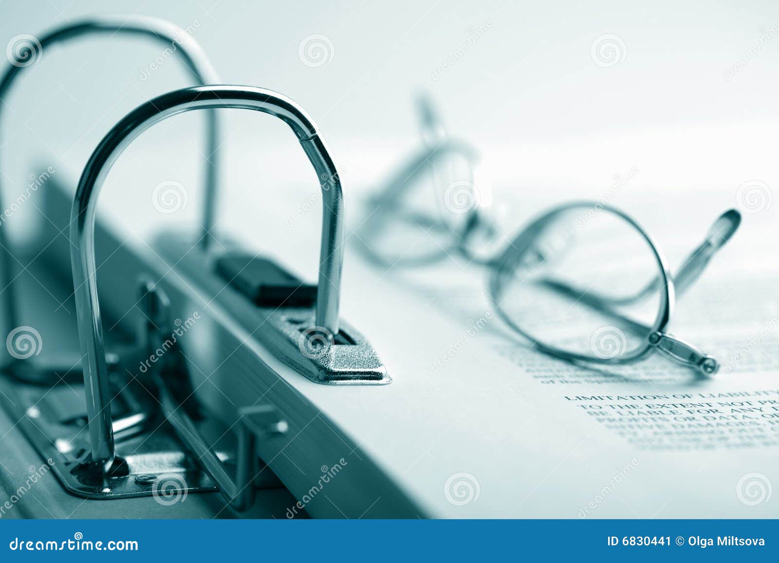 Open Binder and Glasses Over Document Stock Image - Image of busy, book ...