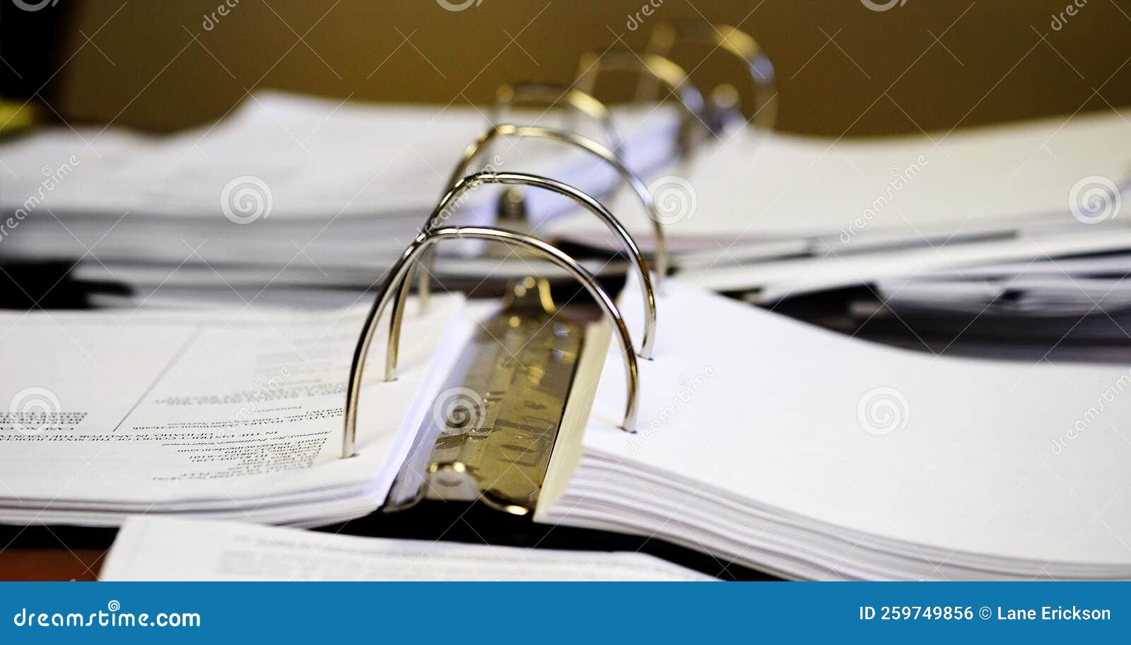Open Binders with Papers on a Desk in Business Office Stock Photo ...