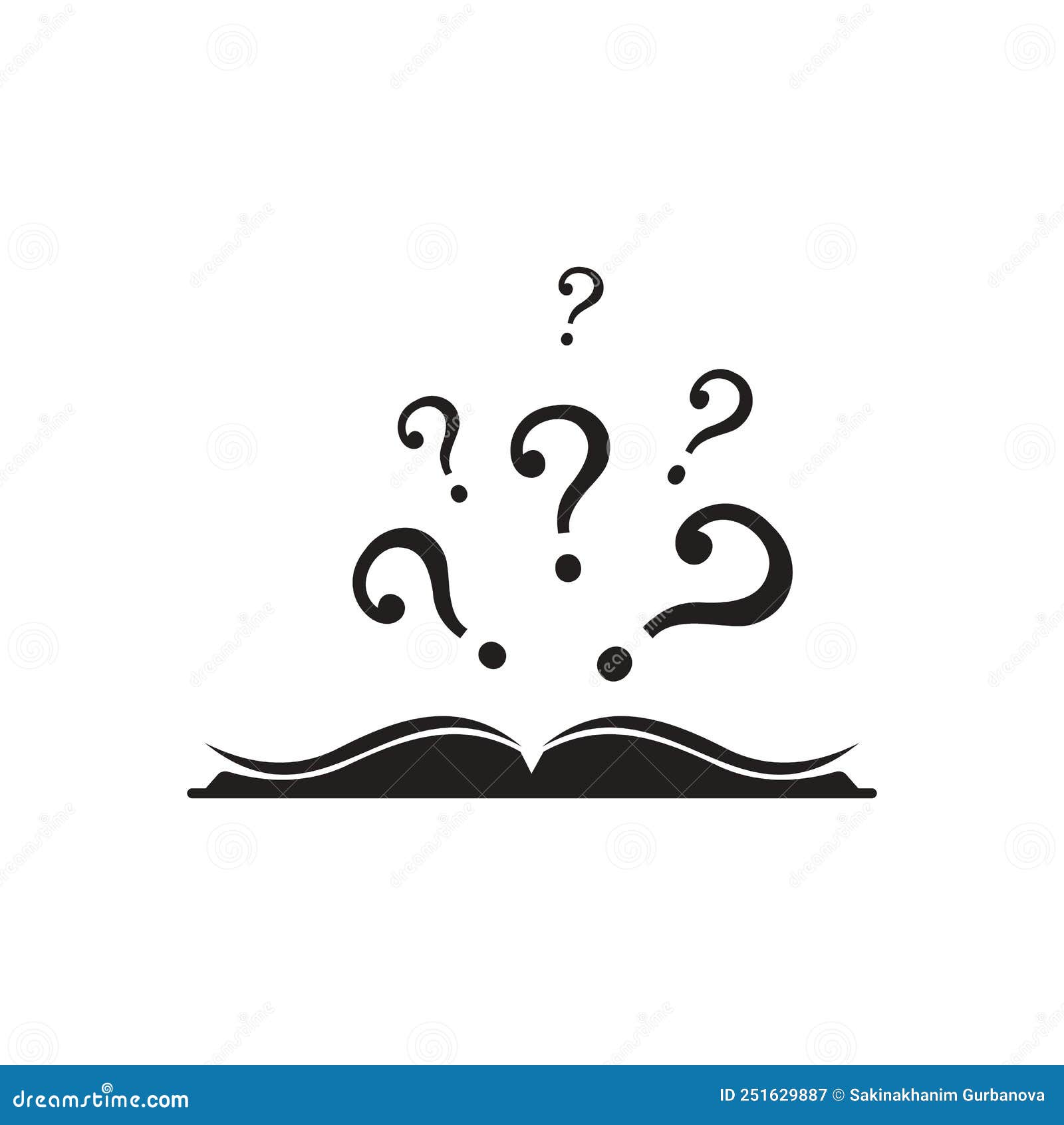 Open Black Book with Black Question Marks Flying Out. Isolated on White ...