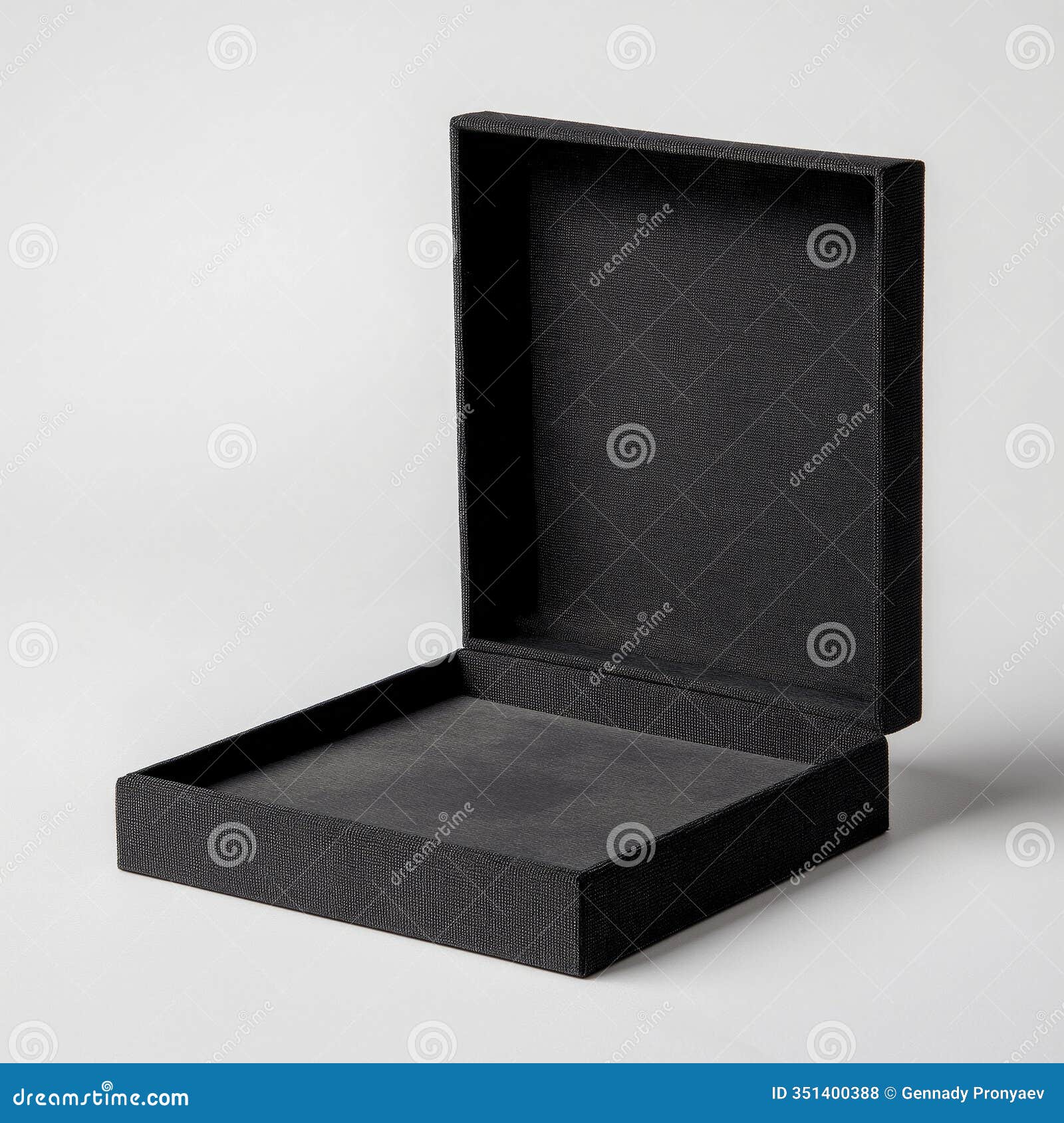 Open Black Box with Lid Displayed at a Right Angle on a Neutral Surface ...