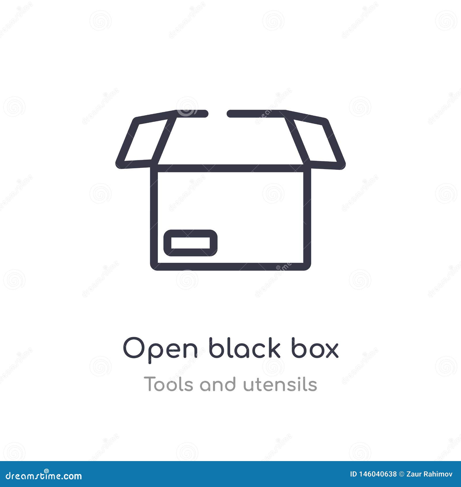 Open Black Box Outline Icon. Isolated Line Vector Illustration from ...
