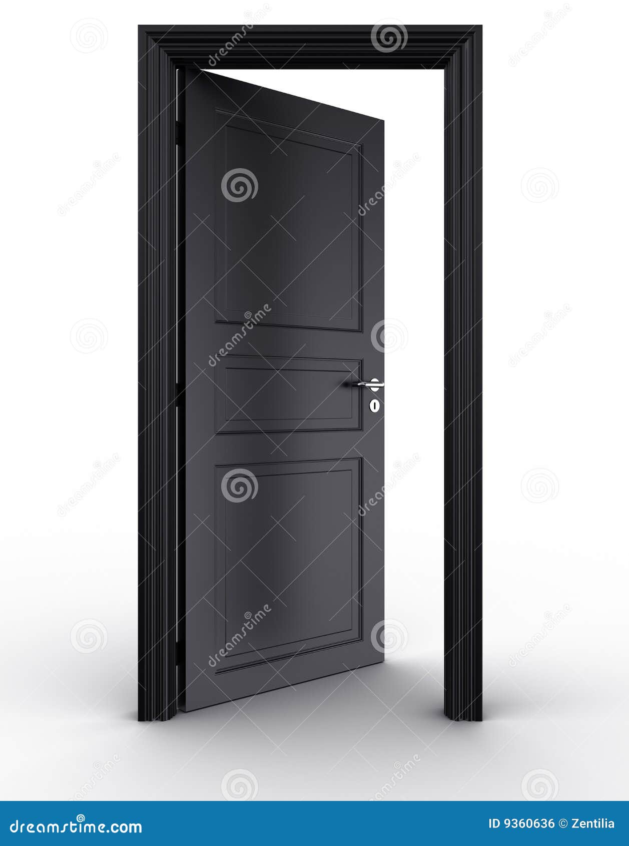 Open black door stock illustration. Illustration of frame - 9360636