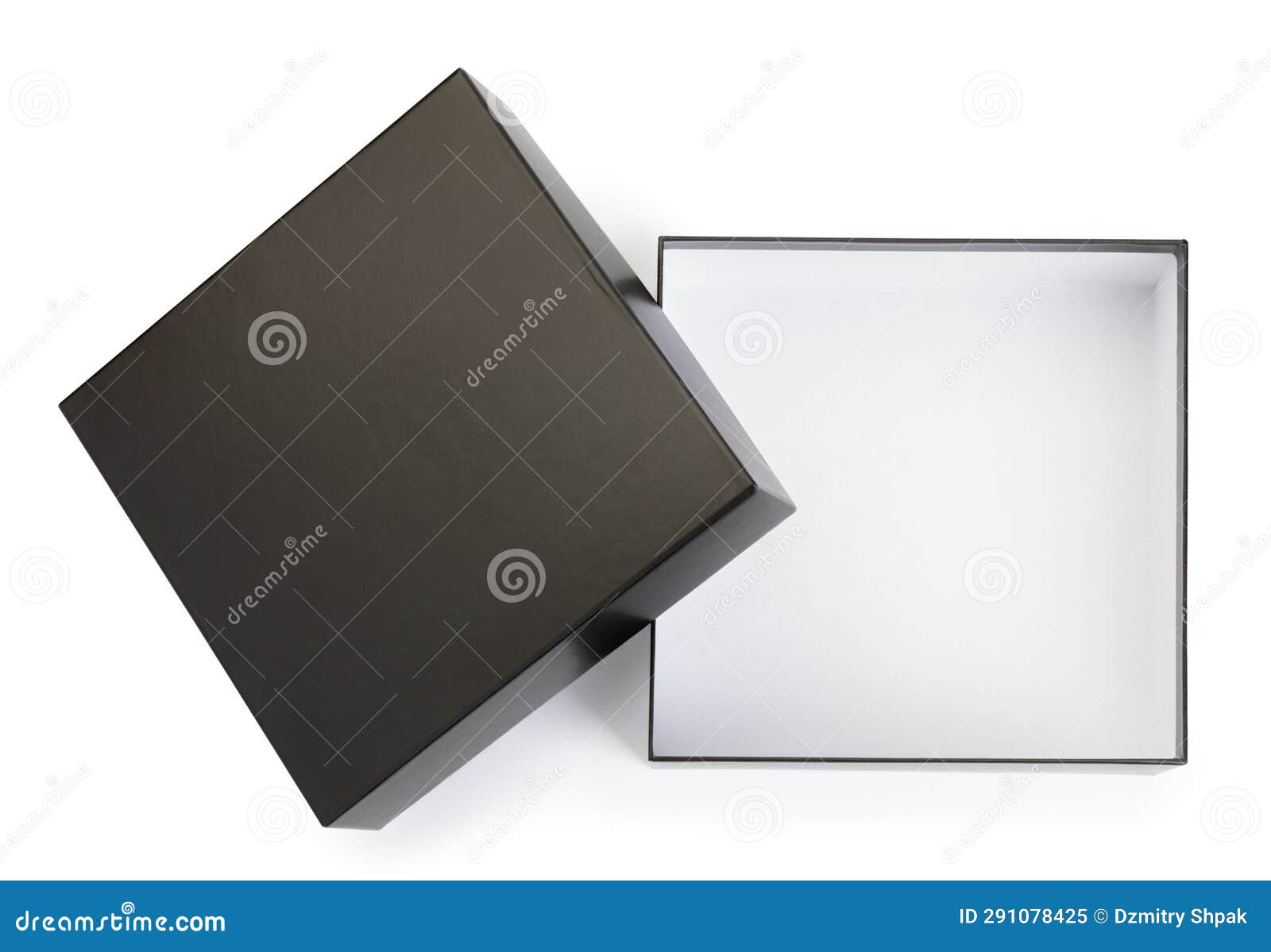 Open Black Gift Box Top View Isolated Stock Image - Image of present ...