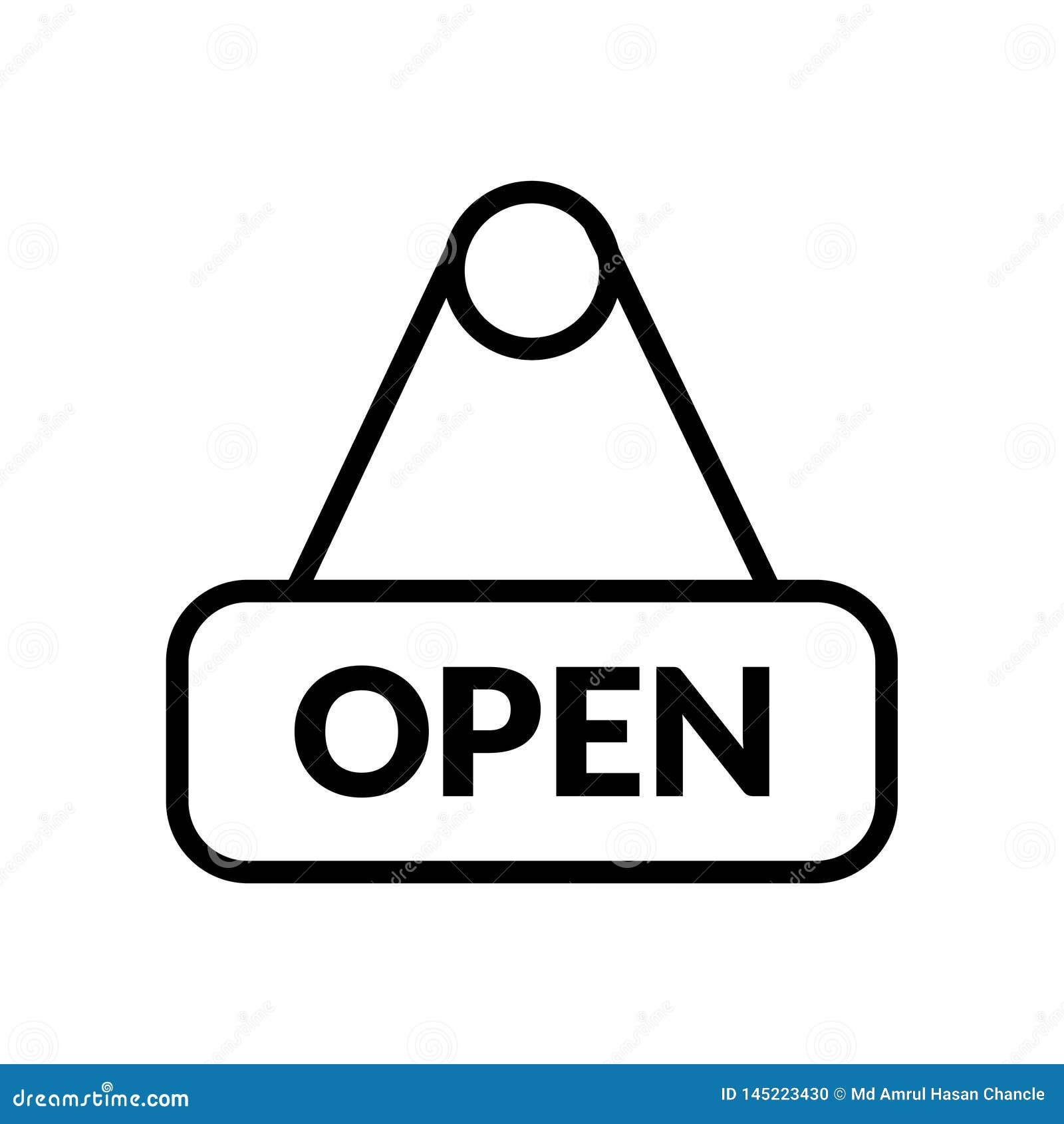 Open- Black Linear Open Vector Illustration Symbol Icon Stock Vector ...