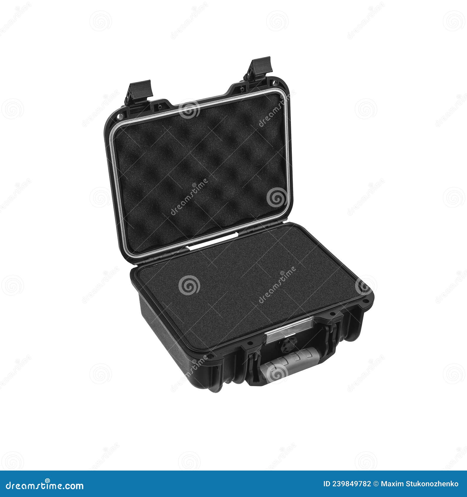 Open Black Plastic Case with Foam Inside. Black Plastic Hard Case for ...