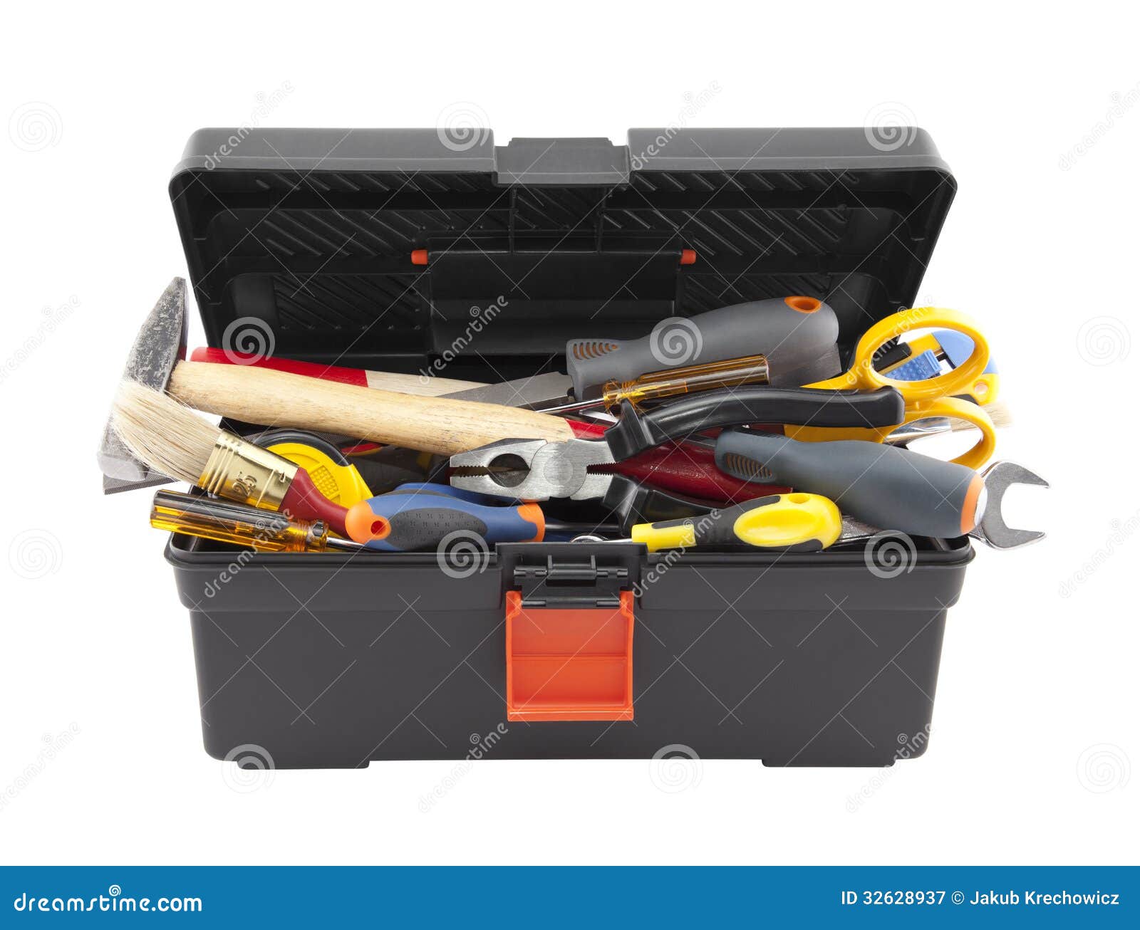 Open Black Toolbox With Tools Stock Image - Image of handy, chest: 32628937
