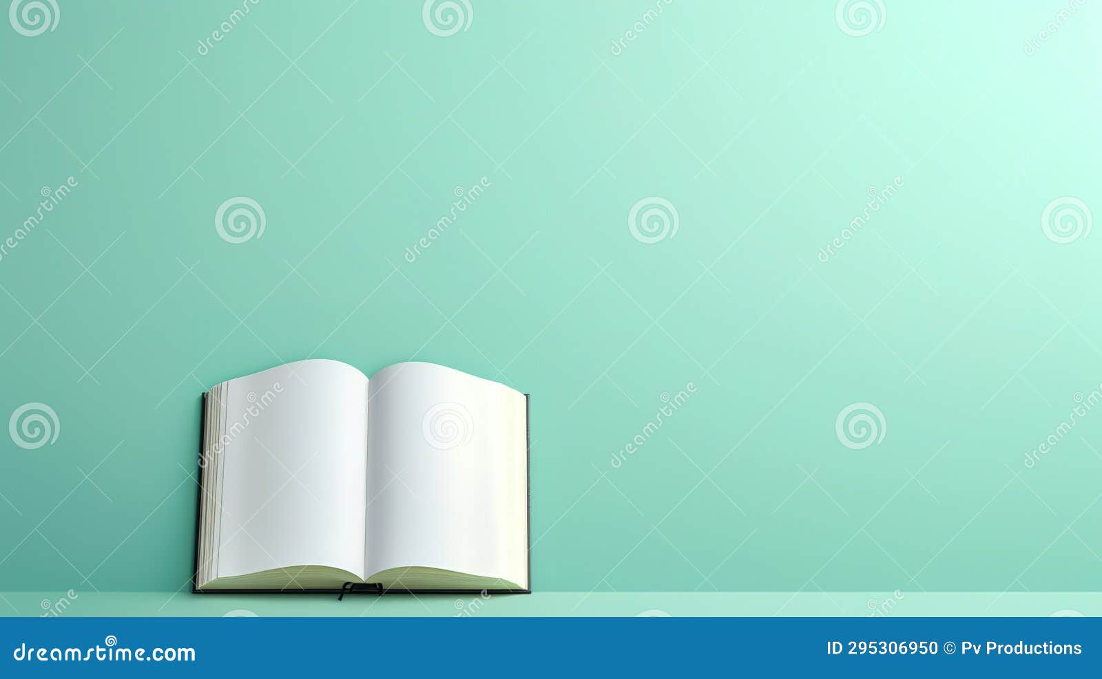 Open Blank Book on a Light Green Background. Stock Photo - Image of ...