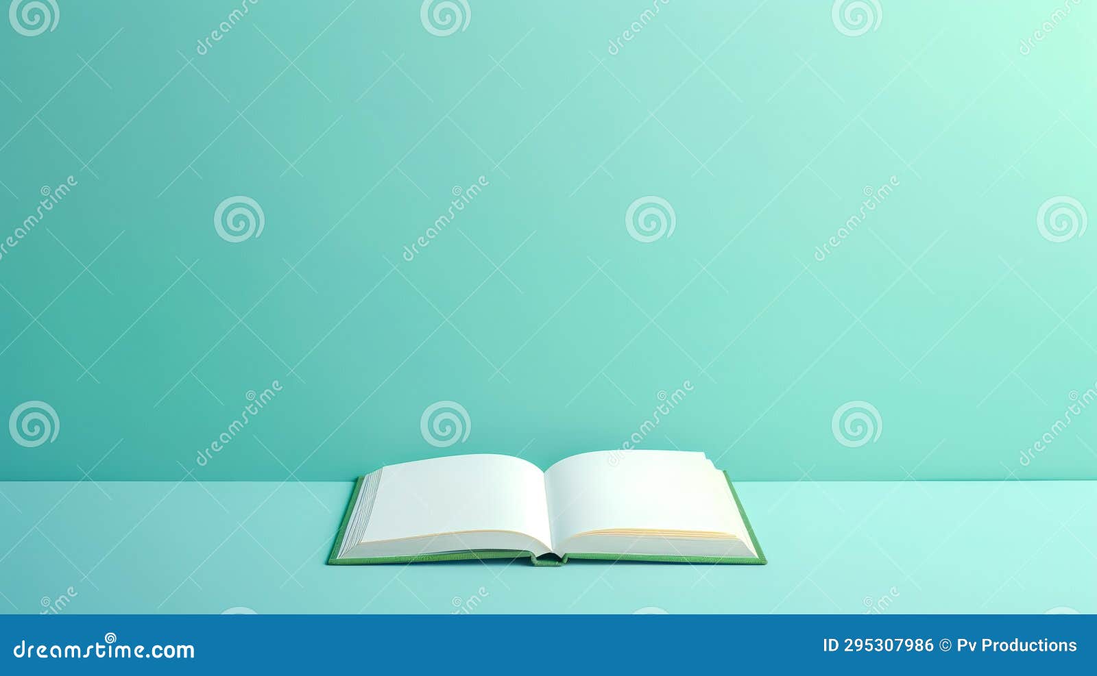 Open Blank Book on a Light Green Background. Stock Photo - Image of ...