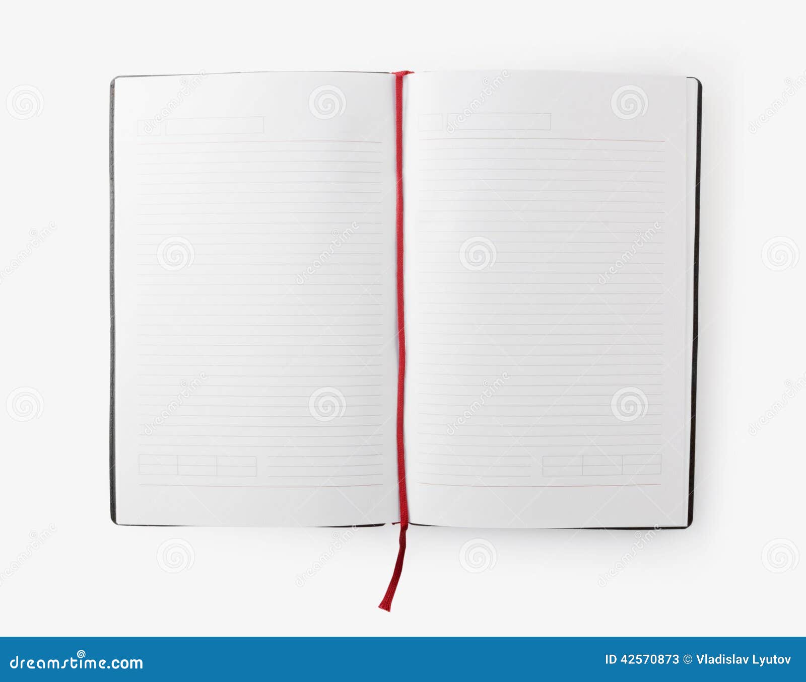 Open Blank Book with Lines, Red Bookmark Stock Image - Image of file ...