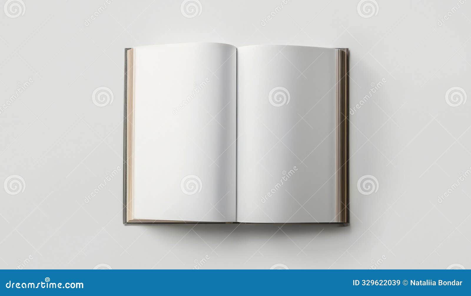 Open Blank Book Mockup with White Pages, Top View Stock Illustration ...