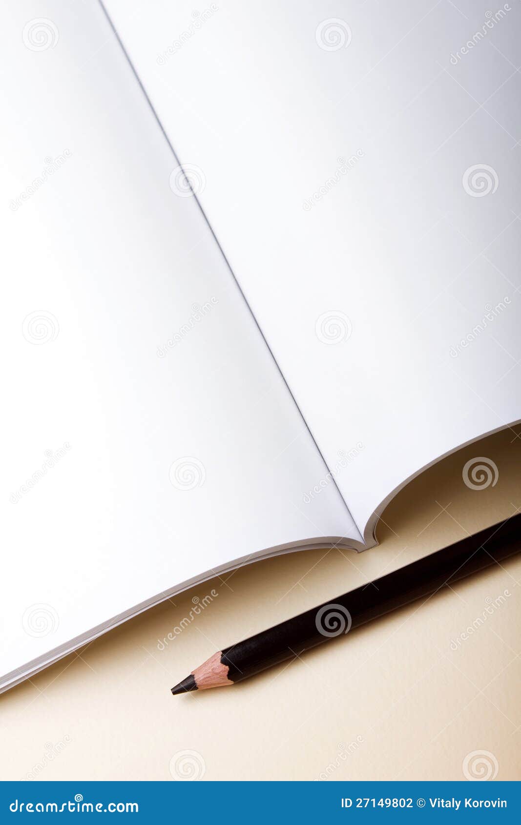 Open blank book and pencil stock photo. Image of middle - 27149802