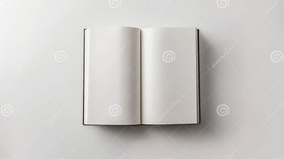 Open Blank Book on Plain Surface with Soft Shadows. Clean Pages ...