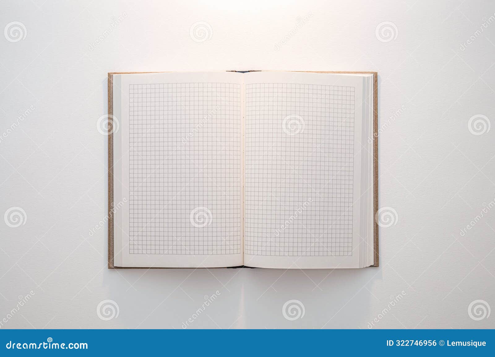 Open Blank Grid Notebook on White Surface Stock Photo - Image of blank ...