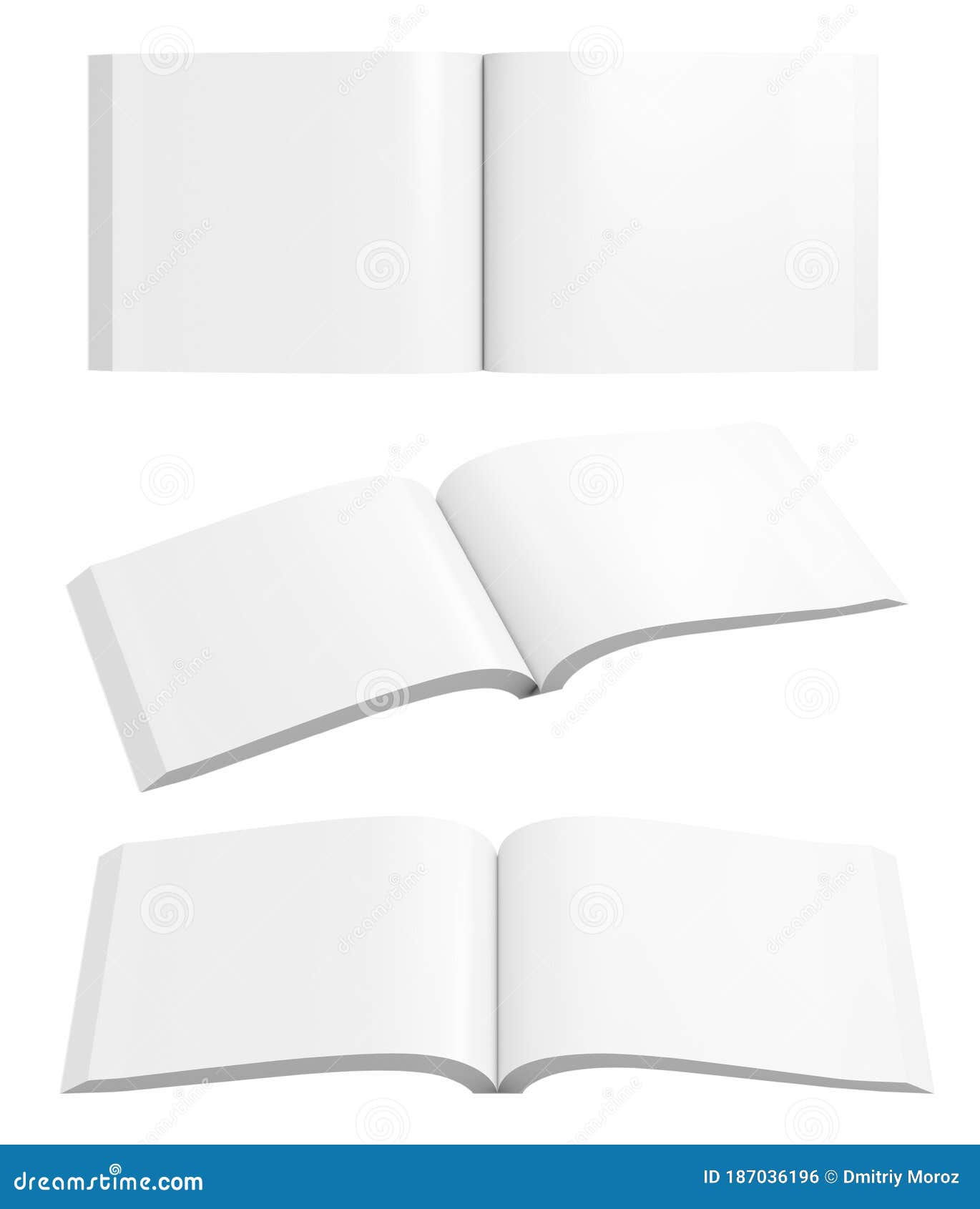 Open Blank Horizontal Booklet Set Stock Illustration - Illustration of ...