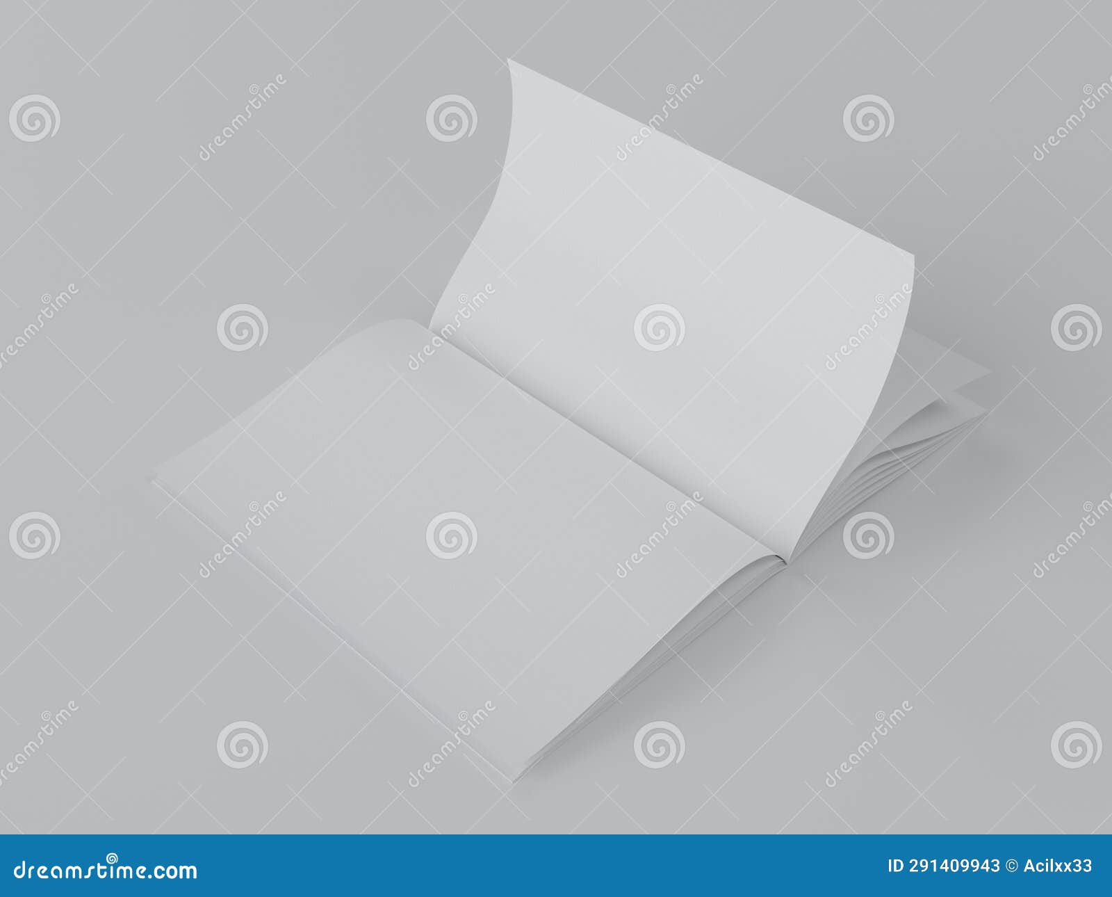 Open Blank Magazine on Grey Background, Left View. for Mockup Design ...