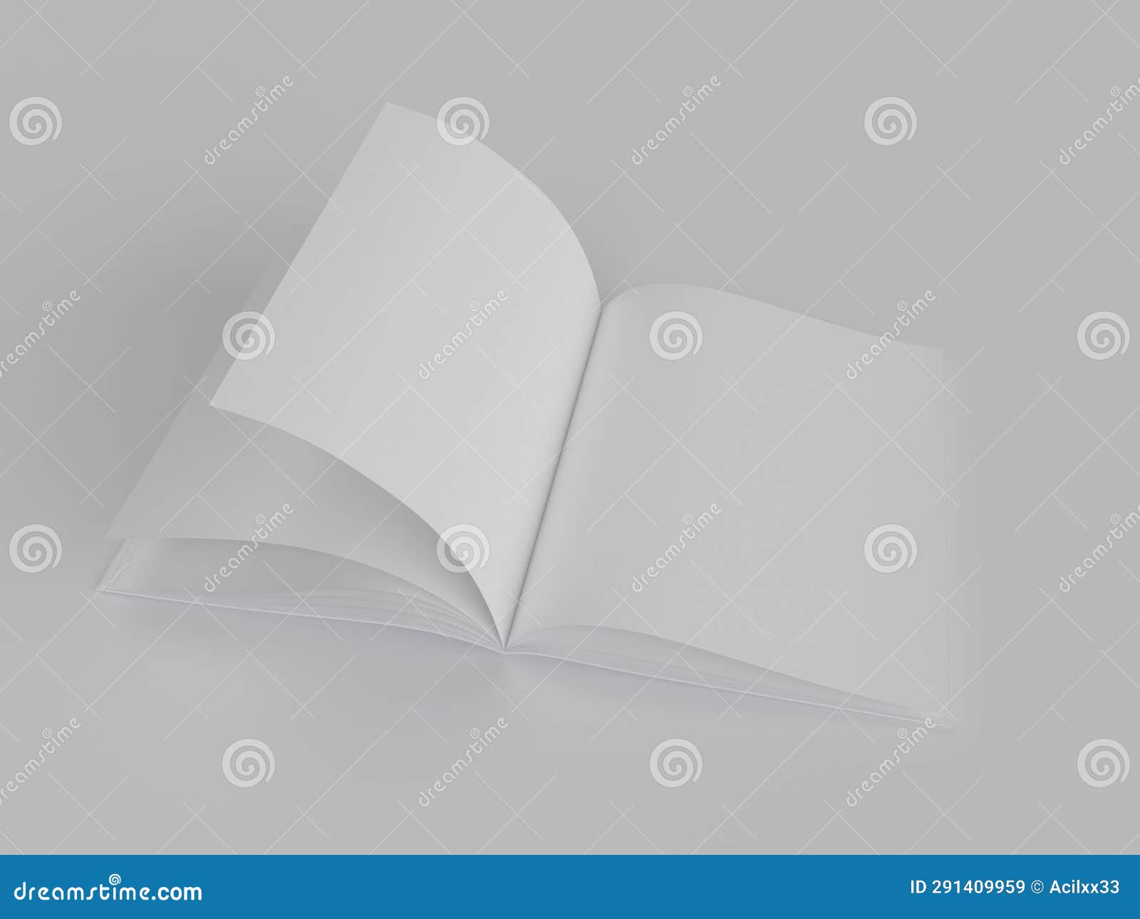 Open Blank Magazine on Grey Background, Side View. for Mockup Design ...