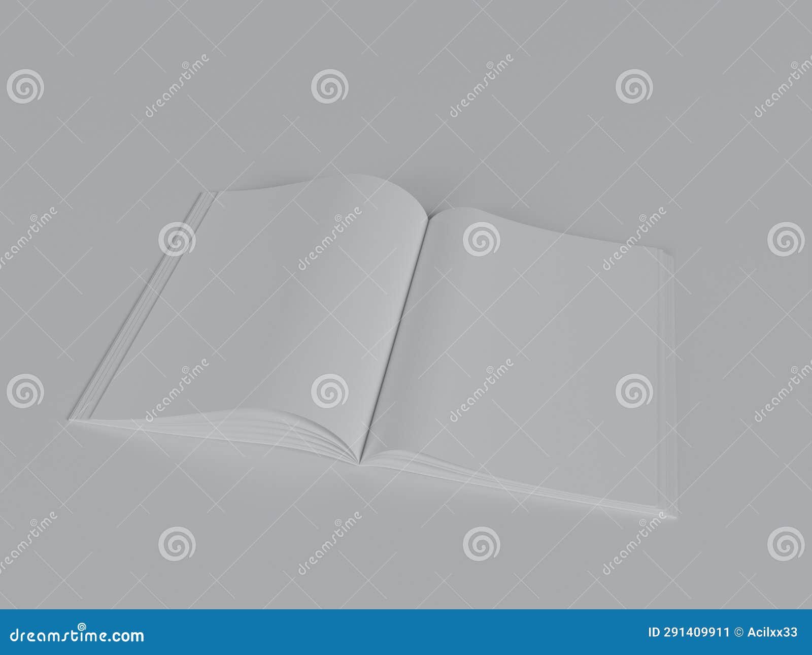 Open Blank Magazine on Grey Background, Top Front View. for Mockup ...
