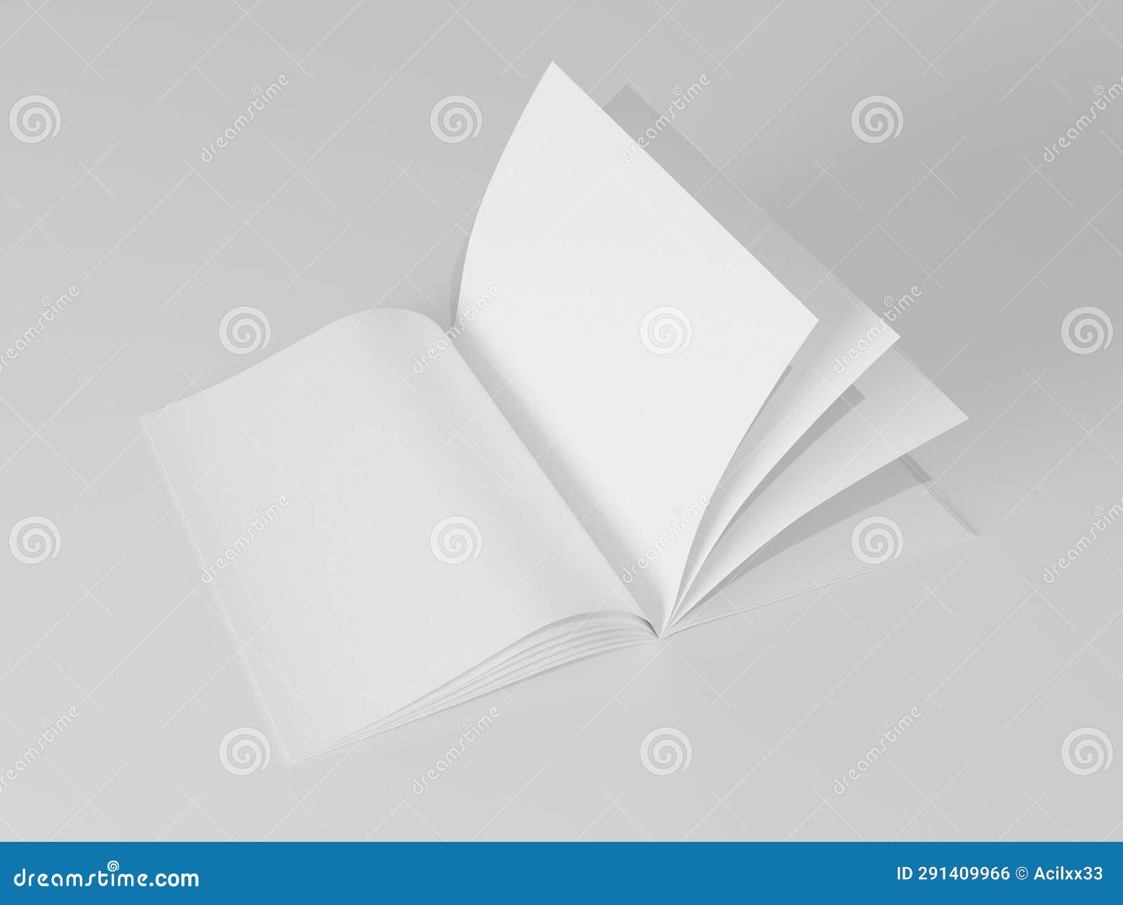Open Blank Magazine on White Background, Side View. for Mockup Design ...
