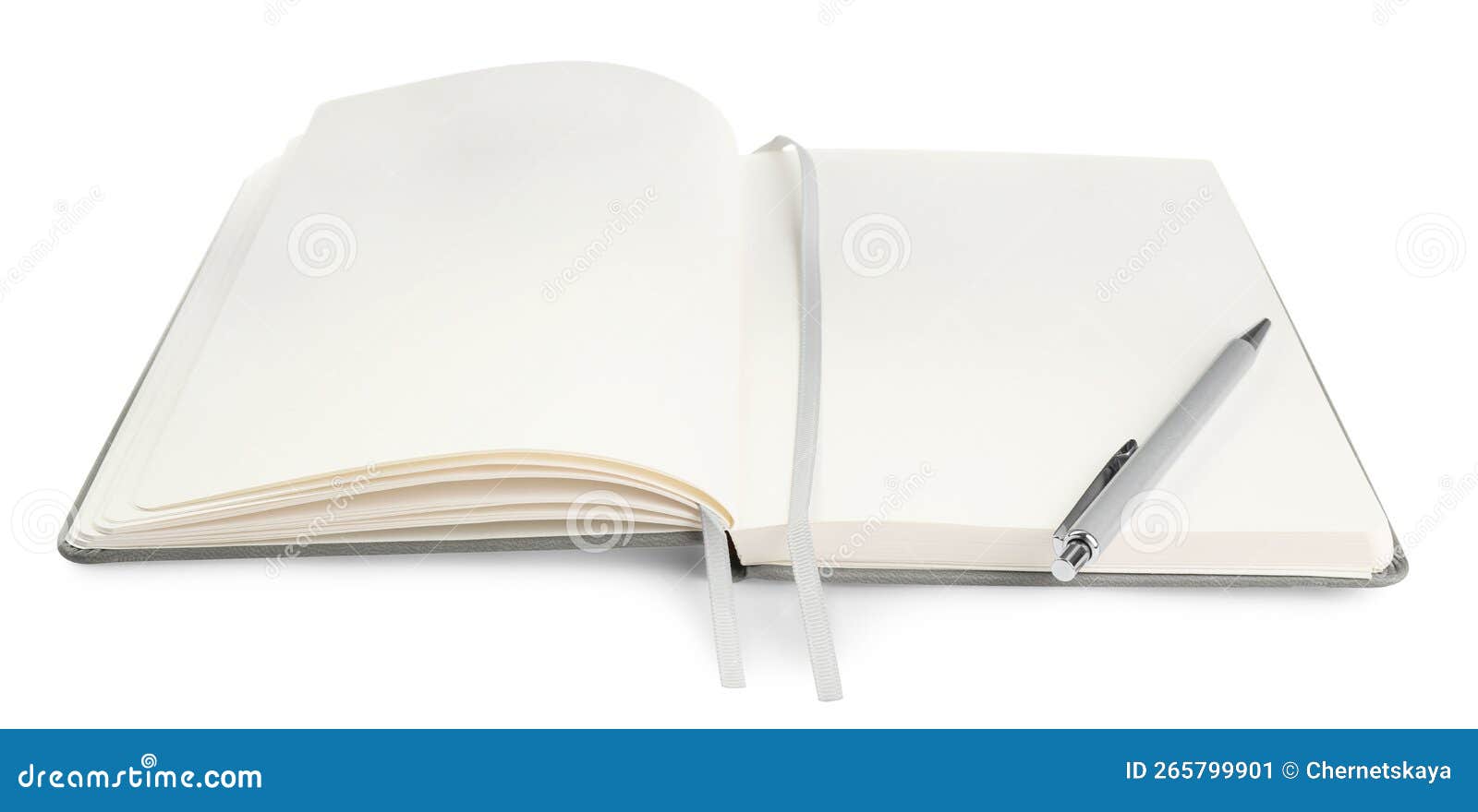 Open Blank Notebook with Pen Isolated on White Stock Image - Image of ...
