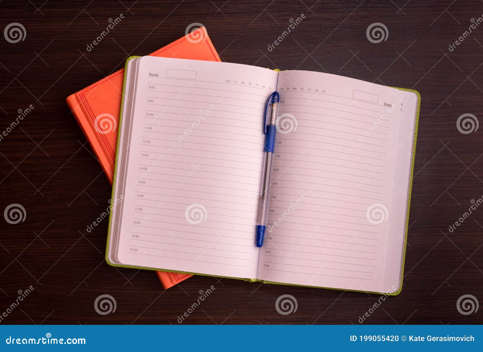 Open Blank Notepad with Empty White Pages Laying on a Wooden Table ...