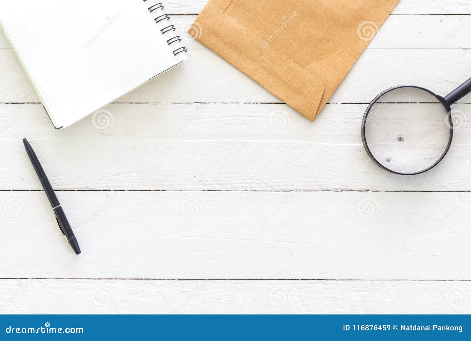 Open Blank Notepad with Empty White Pages on Wooden Table Stock Image ...