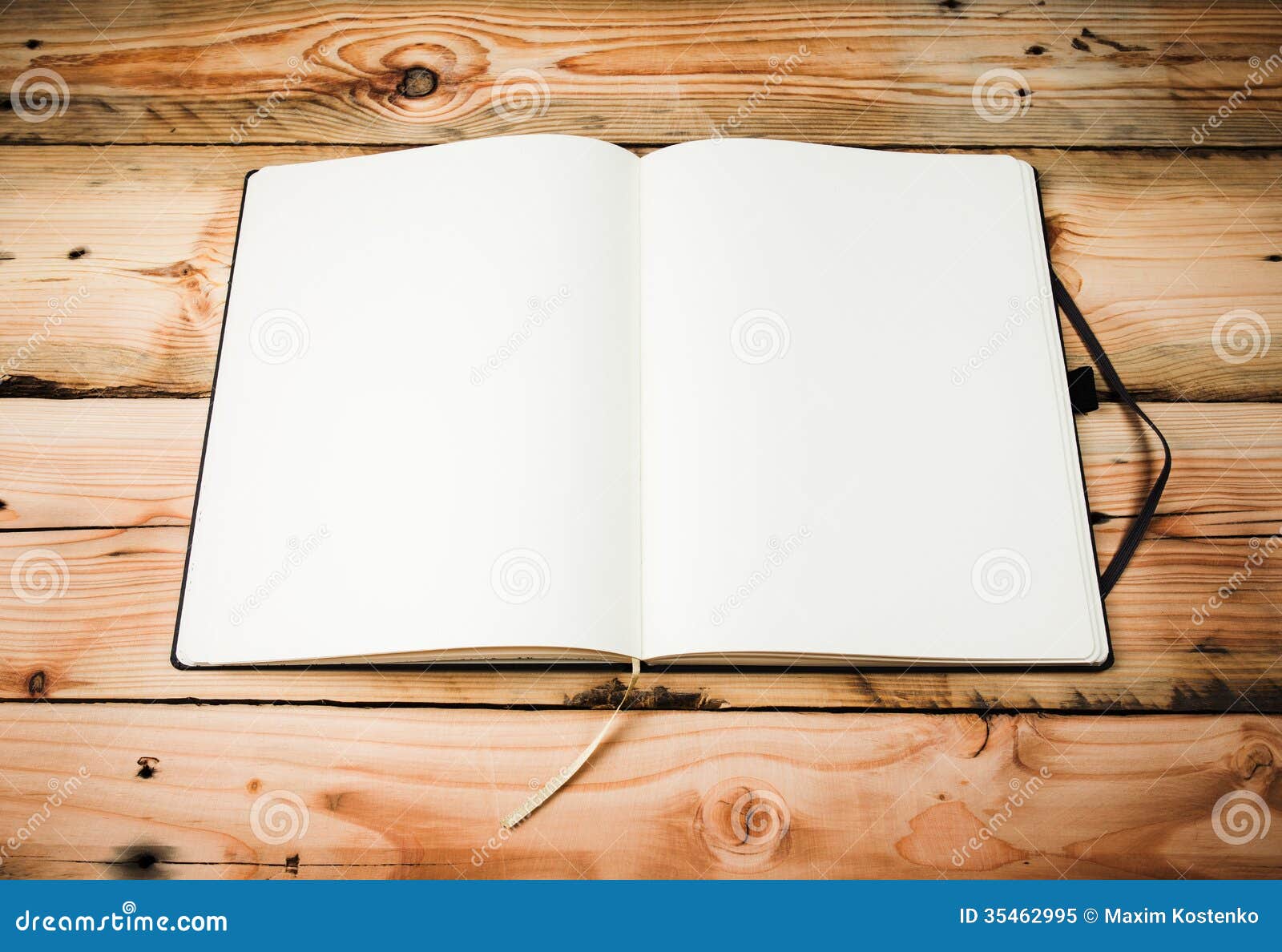 Open Blank Notepad Laying on a Wooden Ta Stock Image - Image of brown ...