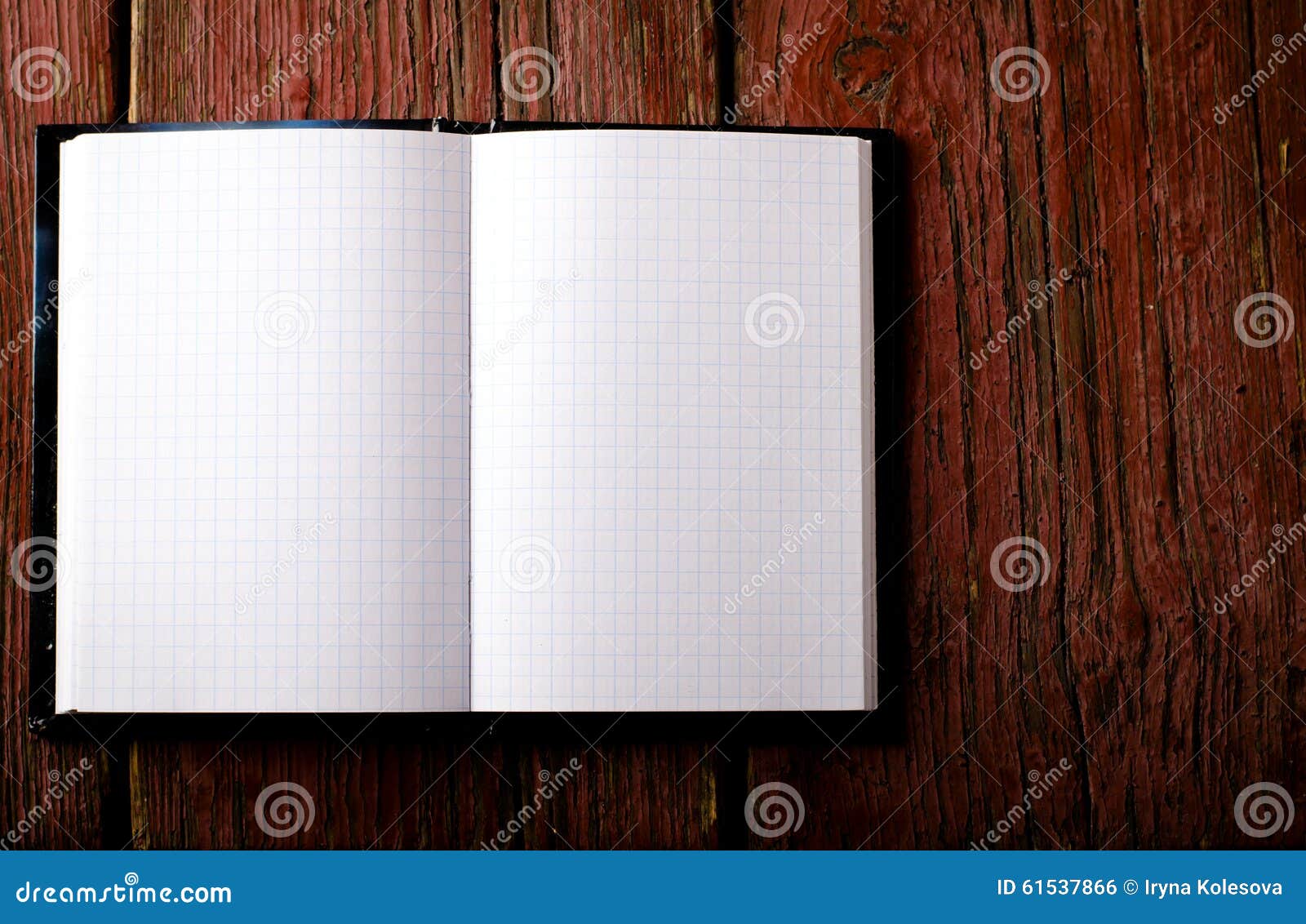 Open Blank Notepad on Old Wooden Table Stock Photo - Image of design ...