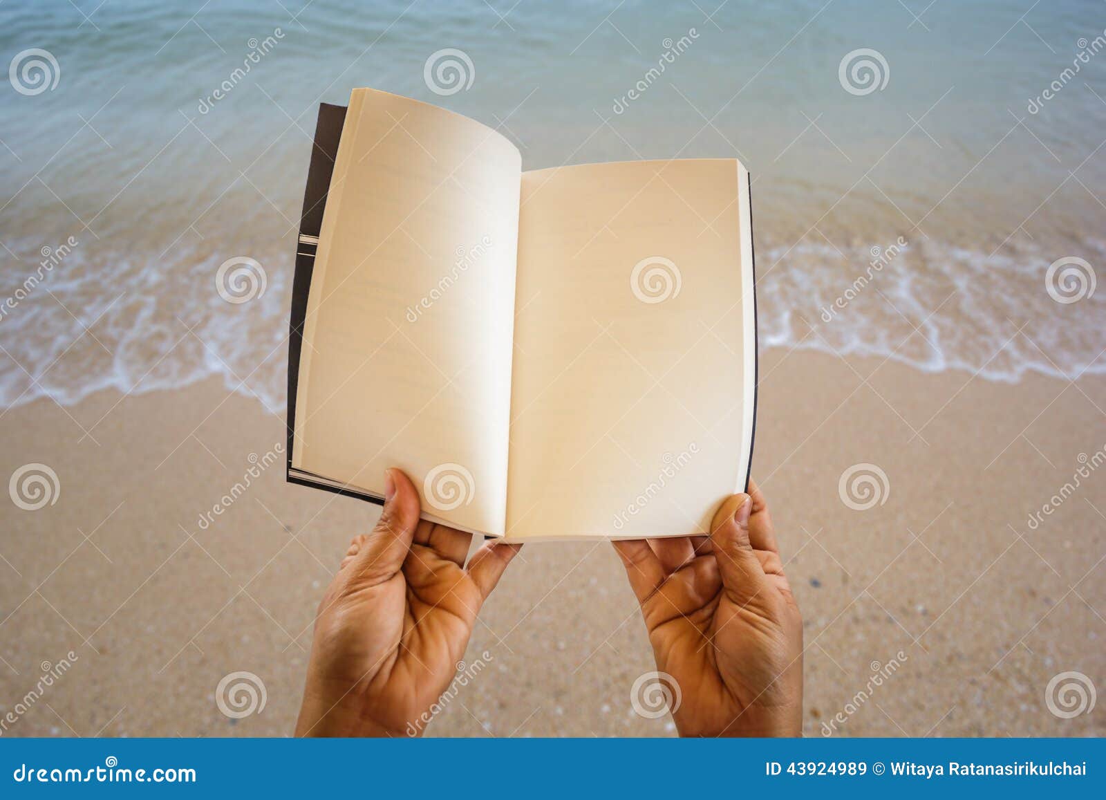Open Blank Page Book at the Beach Stock Image - Image of sunlight ...
