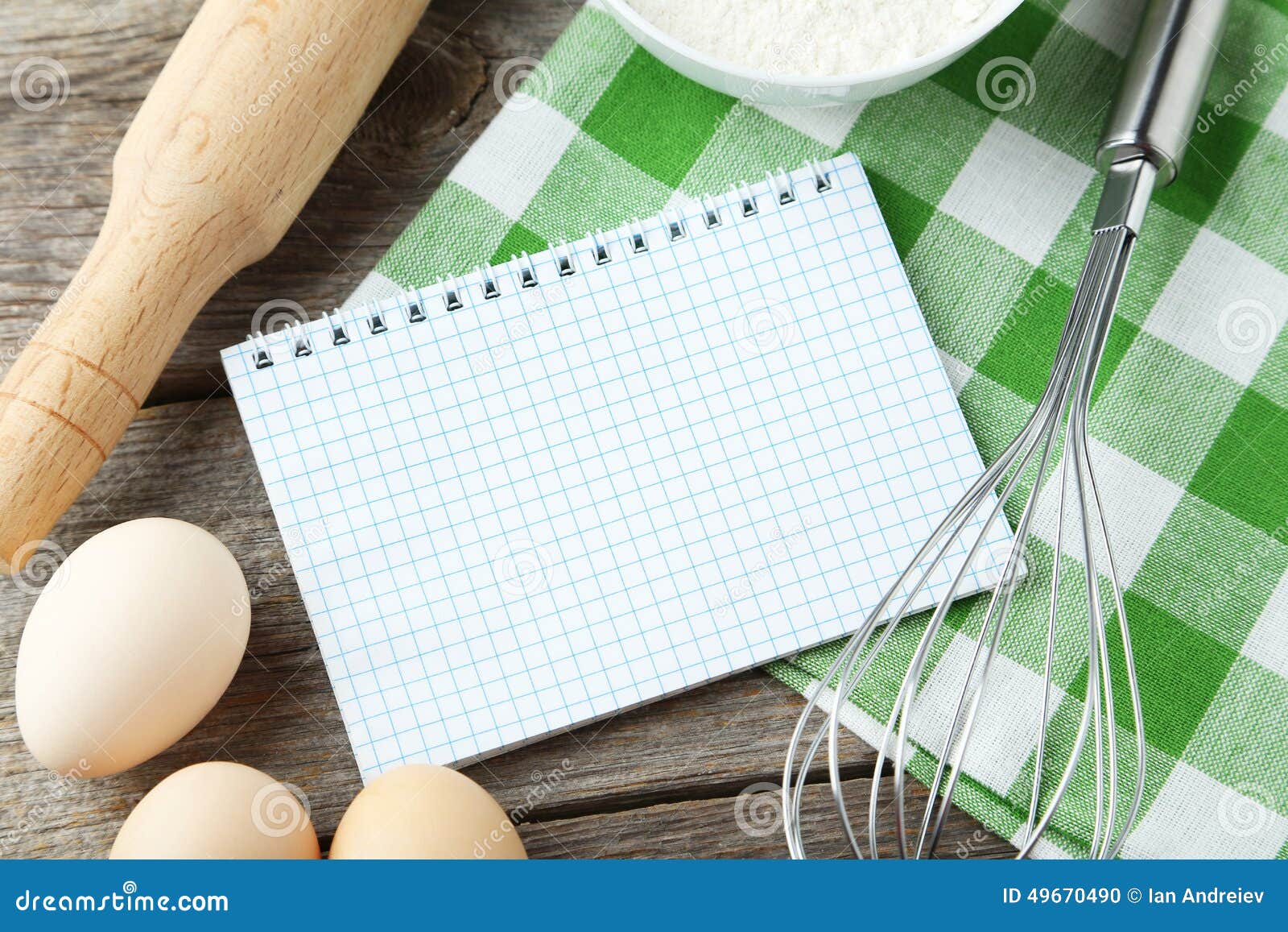 Open Blank Recipe Book on Grey Wooden Background Stock Photo - Image of ...