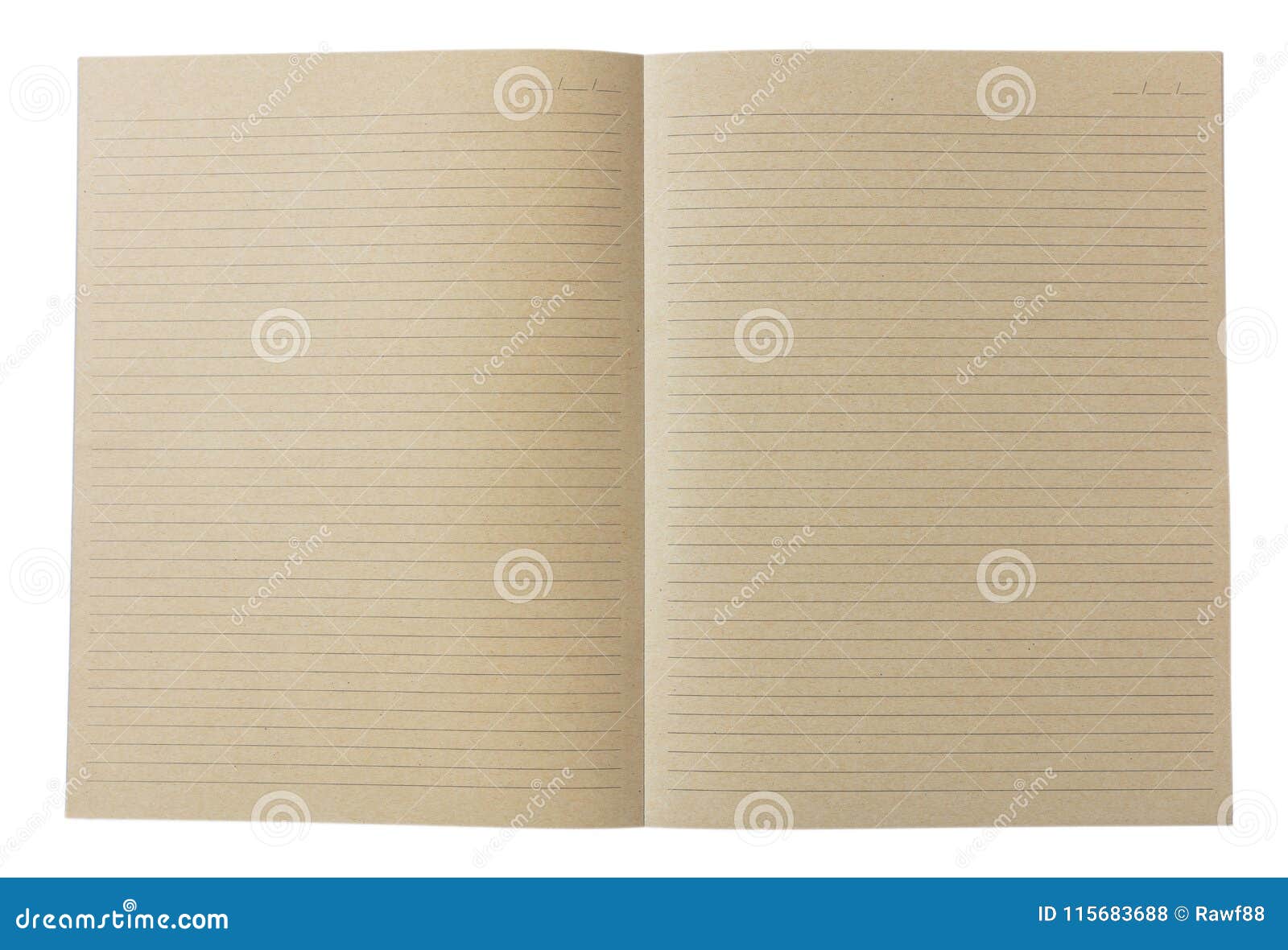 Open School Notebook, Old Fashioned, Isolated on White Background, Copy ...