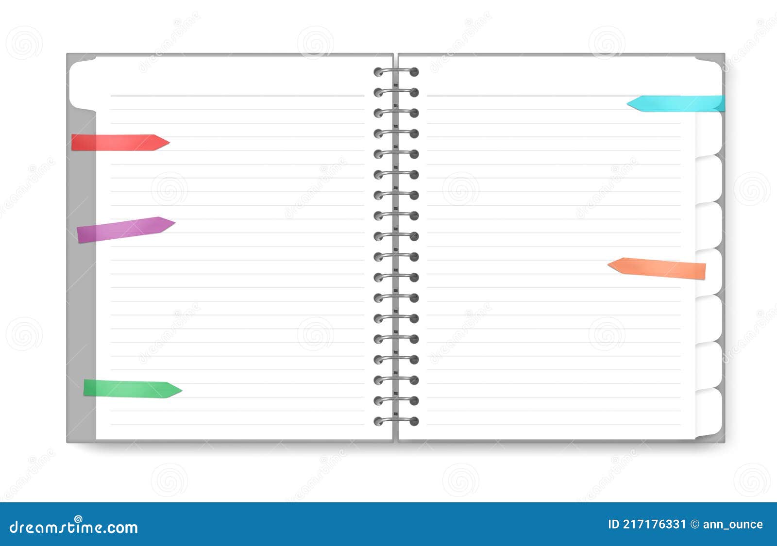 Open Blank Spiral Tabbed Notebook with Transparent Colored Sticky ...