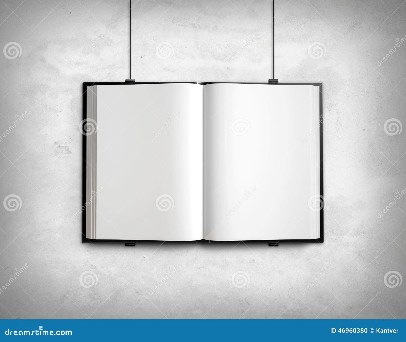 Open Blank Textbook On White Concrete Wall Stock Photo | CartoonDealer ...