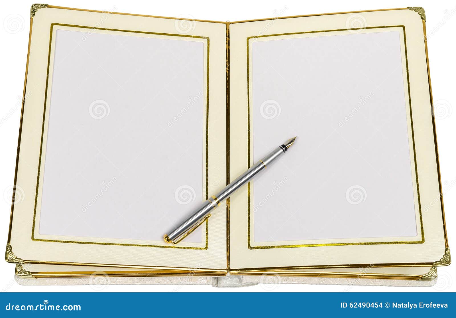 Open a Blank White Book and Pen Stock Photo - Image of cover ...