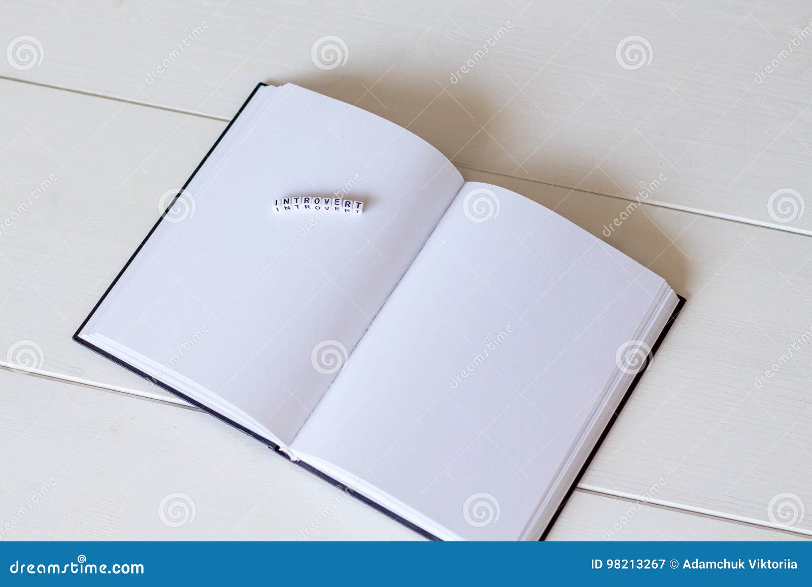 Open Blank White Notebook on the Blue Desk Stock Image - Image of note ...
