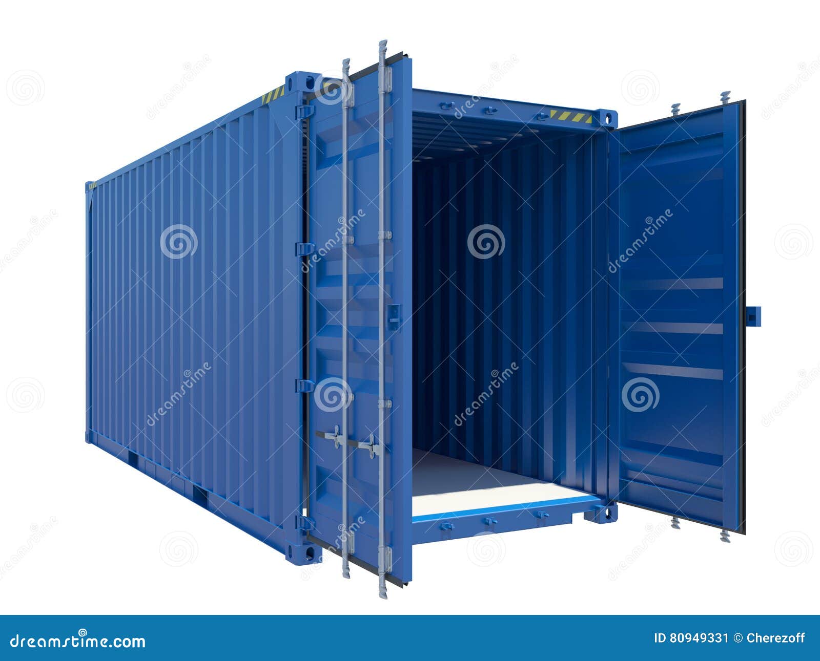 Open Blue Cargo Container. Isolated on White Stock Illustration ...